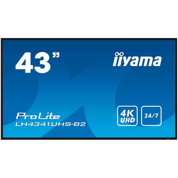 IIYAMA LFD LH4341UHS-B2 43'' Professional Digital Signage display with 4K UHD resolution and 247 3840x2160 16:9 500cd 1200:1 8ms landscape,