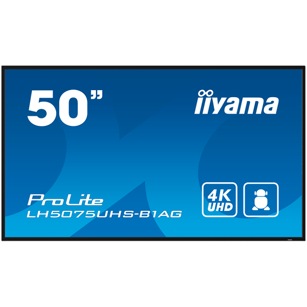 IIYAMA LFD LH5075UHS-B1AG 50'' 4K UHD VA 3840 x 2160 @60Hz 500 cdm˛ 5000:1 9.5ms Android 11 OS, iiSignage˛, FailOver, EShare landscape, port