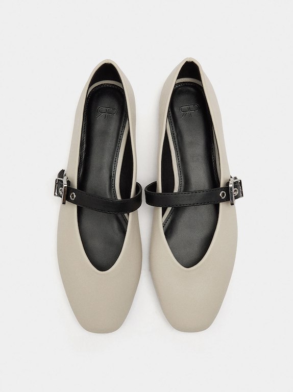 TWO-TONE BALLET FLATS WITH STRAP