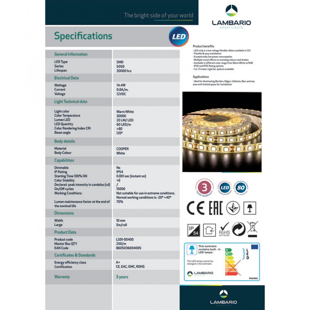 LED TRAKA 14.4W 3000K IP54 LAM