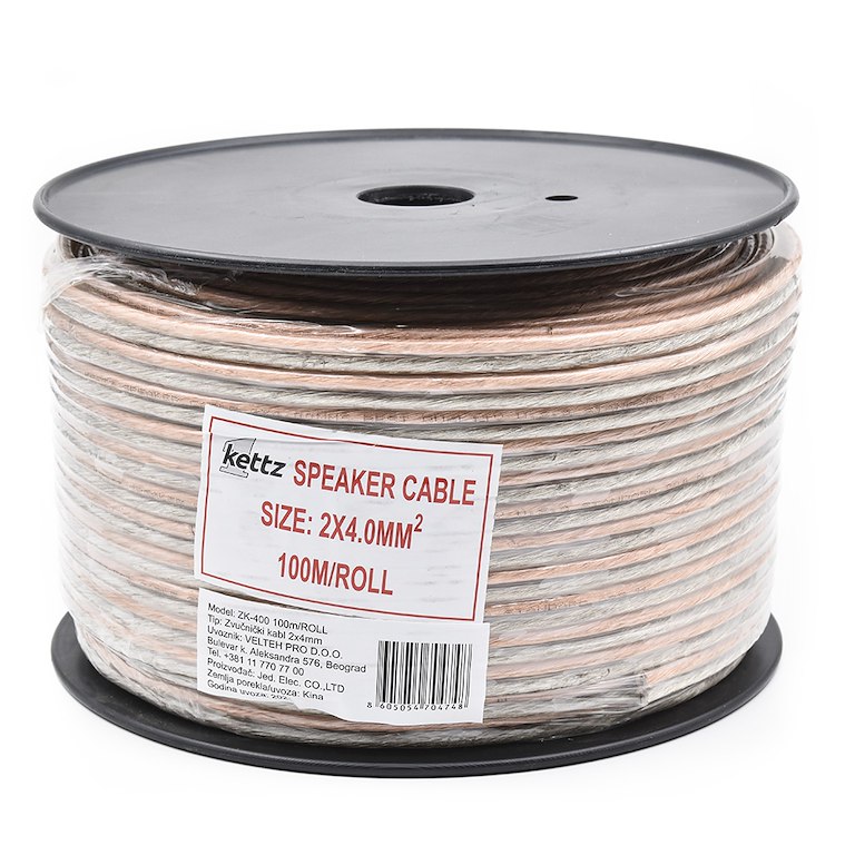 Zvučnički kabl 2x4mm Kettz ZK-400 100m/ROL