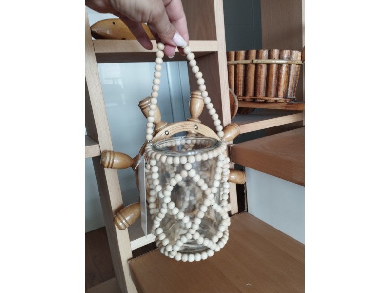 Dekorativni svecnjak,fenjer sa perlama -BOHO stil -NOVO