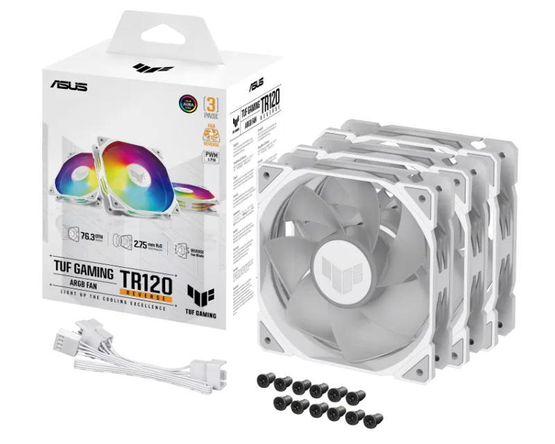 TUF GAMING TR120 ARGB REVERSE WHITE 3IN1 ventilator