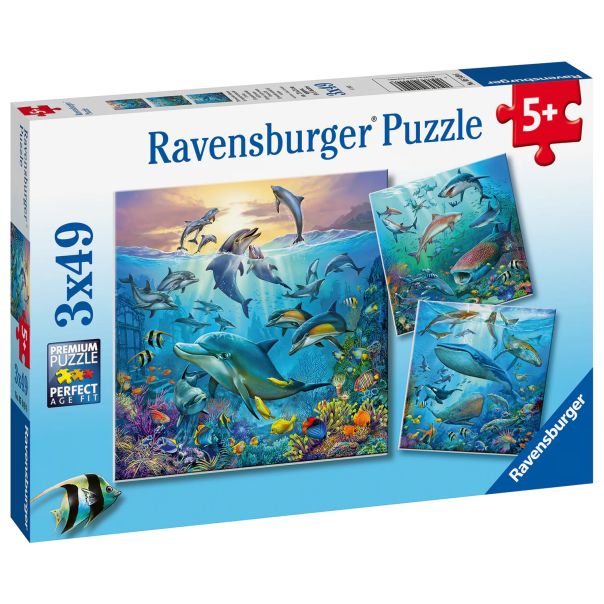 Ravensburger puzzle - Zivot u okeanu - 3x49 delova