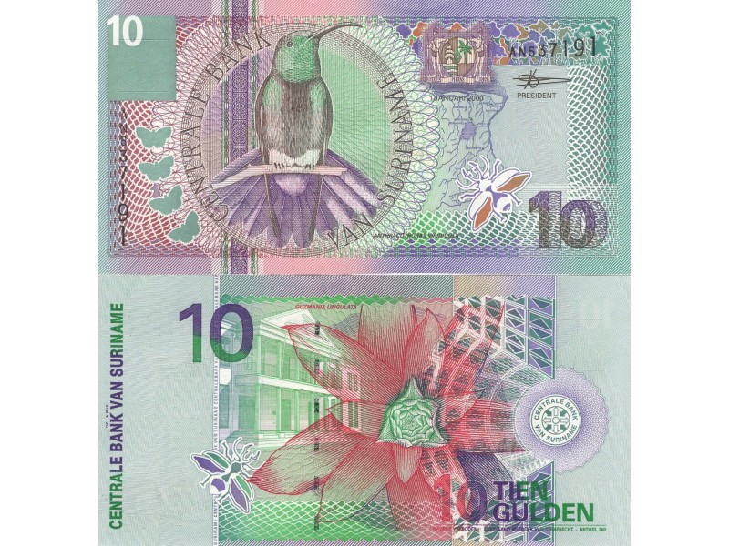 Surinam SURINAME 10 Gulden 2000. UNC, P-147