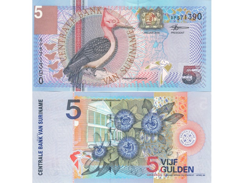 Surinam SURINAME 5 Gulden 2000. UNC, P-146