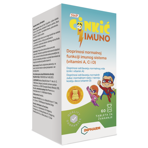CINKIĆ IMUNO, Inpharm, za imunitet dece, 60 tableta za žvakanje