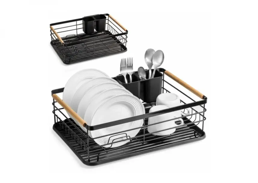 Vilde 229002 - Metalni ocedjivac za sudove sa drvenim drškama 43x32x14,5cm