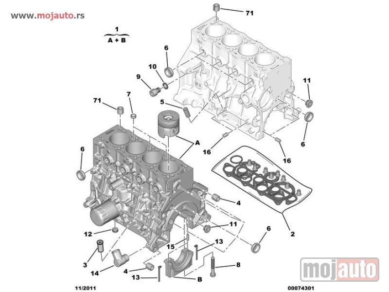 Pezo 106,205,206,306,307,308,405,406,407,508 Cep Bloka Motora,NOVO