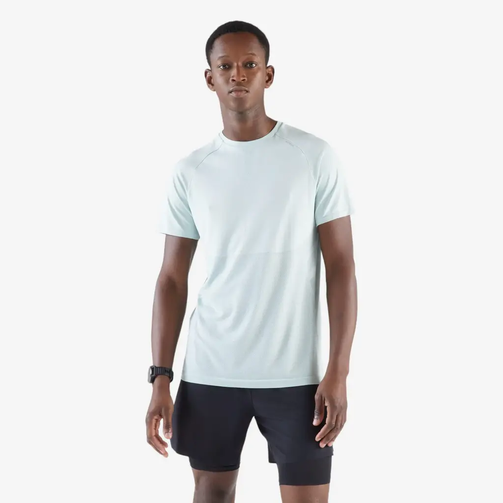 Majica kratkih rukava za trčanje Kiprun Run 500 Comfort bez šavova muška zelena