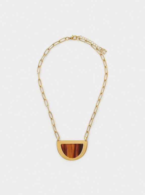 SHORT NECKLACE WITH STONE-EFFECT PENDANT
