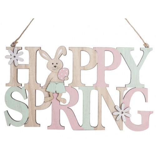 Drveni natpis happy spring zeka 23x13