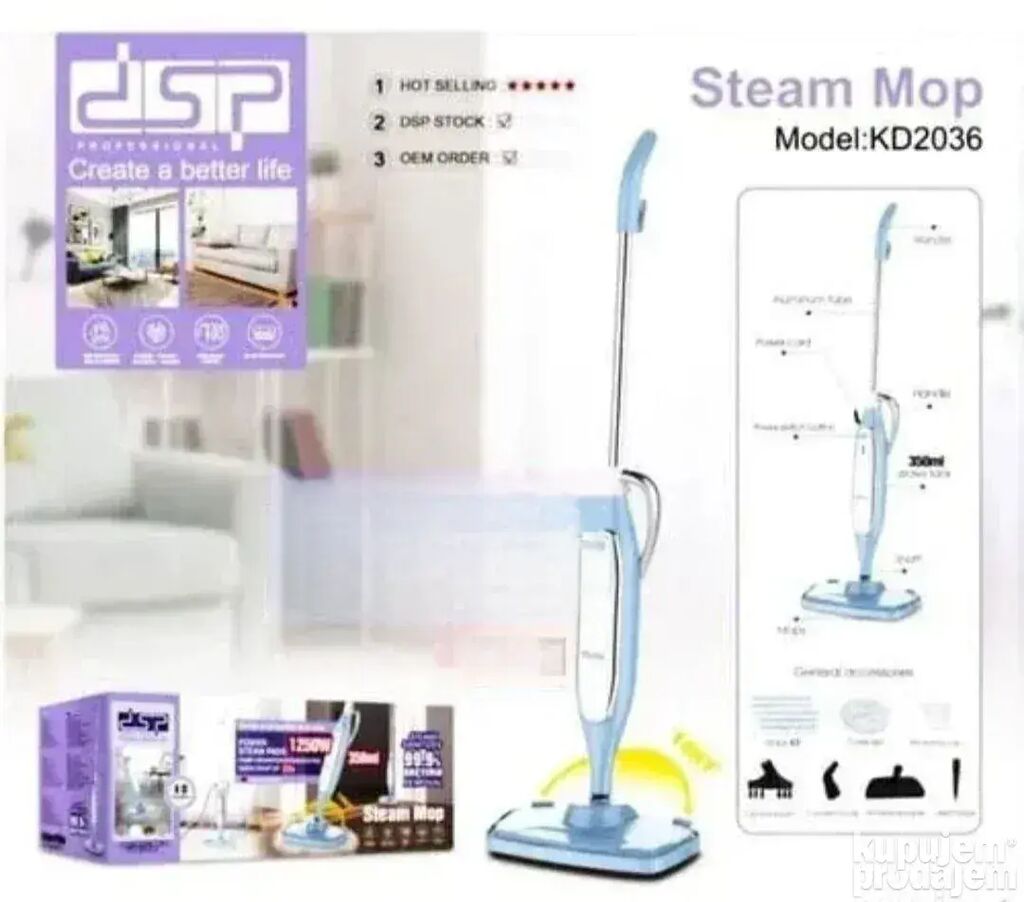 Nano paročistač i usisivač DSP 1250W Očistite bilo koju površinu u