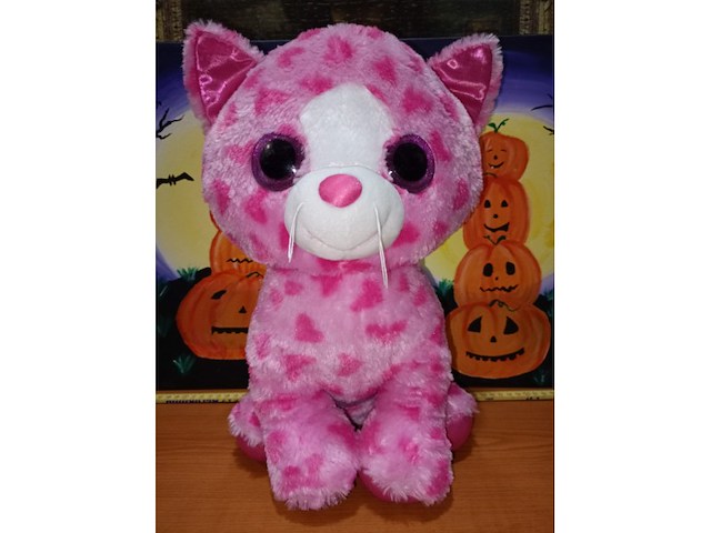 Velika plišana roze maca u Beanie baby stilu