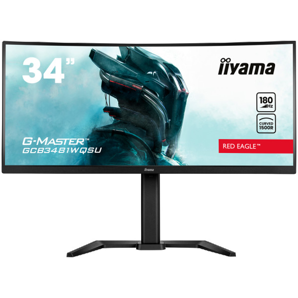 IIYAMA Monitor GCB3481WQSU-B1 Gaming 34'' VA Curved 3440 x 1440 @180Hz 21:9 420 cdm˛ 4000:1 0.4ms 2xHDMI USB Hub height, tilt ( GCB3481WQSU