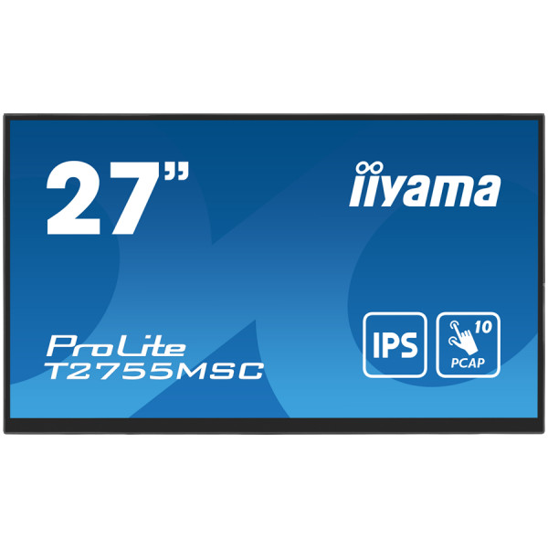 Iiyama ProLite T2755MSC-B1 - LED monitor27'' touchscreen 1920 x 1080 Full HD (1080p) @ 60 Hz IPS 400 cdm˛ 1000:1 5 ms HDMI DisplayPort speak