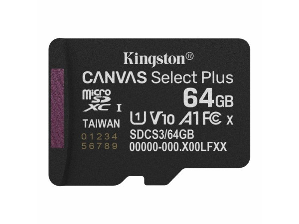 MICRO SD KINGSTON 64GB CANVAS SELECT PLUS SDCS3/64GBSP BEZ ADAPTERA