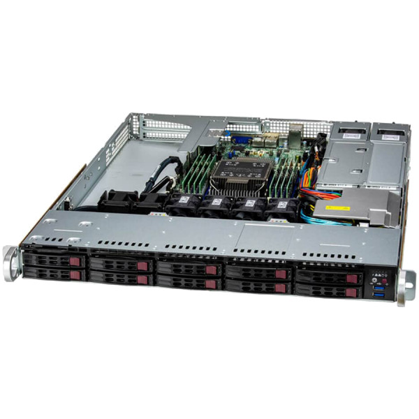 Supermicro Server AS-111E-WR, Silver 4510, 2x 16GB DDR5, 480GB Boot M.2 NVMe, IPMI BMC, 2x 1GbE BaseT LoM, LSI MegaRAID 9560-8i, 8-Port Int