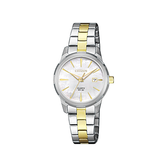 CITIZEN EU6074-51D ženski sat Elegance Two Tone Silver Gold Tone Mother of Pearl Dial 28mm