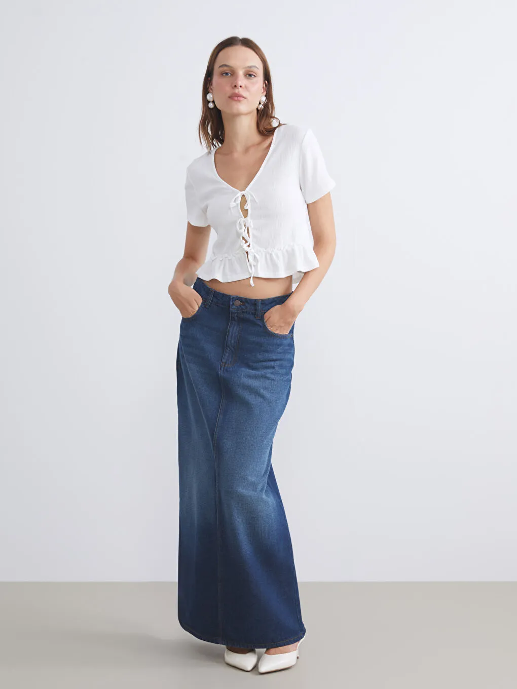 LCW Vision Bluza Sa V Izrezom, Teksturirana