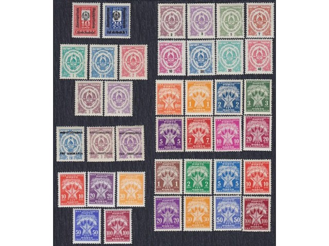Yu 1944-1962 Komplet porto maraka, Mi 74/112, MNH