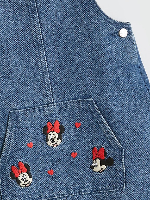 LCW Kids Minnie Mouse Vezena Dečja Teksas Haljina Na Trakice