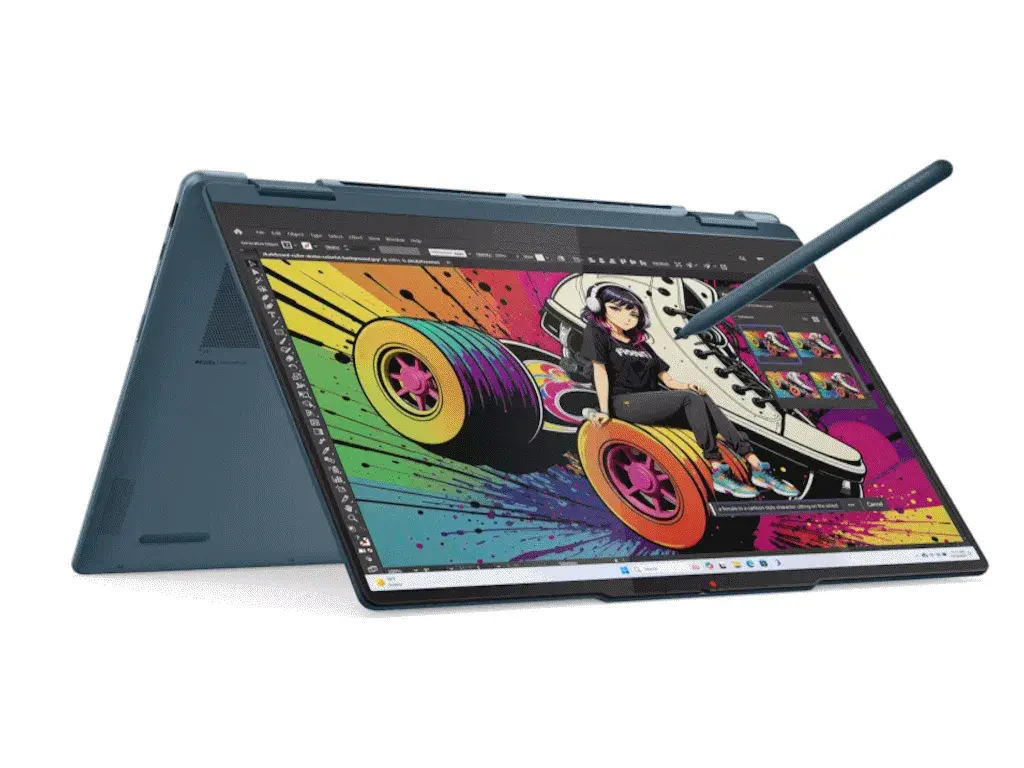 Lenovo Laptop Yoga 7 2in1 14AKP10, 14" WQUX OLED Touch, Ryzen AI 7-350, 24GB, 1TB SSD, BKLT, Smaragd