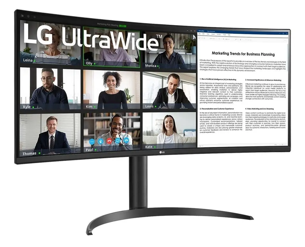 LG UltraWide zakrivljeni monitor, 34", VA, WQHD 3440x1440, 300cd, 100Hz, 5ms, HDMI, DP, Type-C, HAS, nagib,