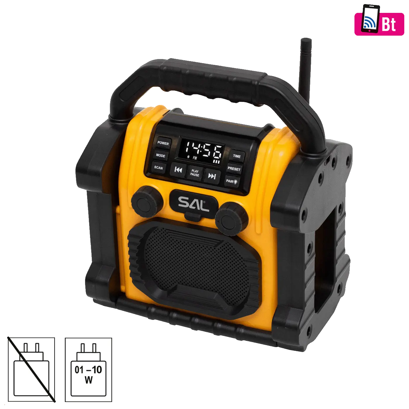 Bežični zvučnik SAL BTWORKPRO, Bluetooth, prenosni punjač, FM, 10W, crni
