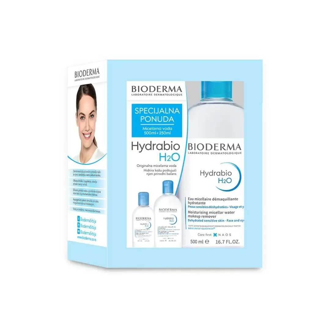 BIODERMA Hydrabio H2O Micelarna voda 500 ml + 250 ml