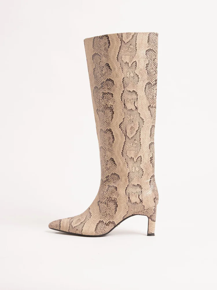 Zmija Print - Lipsy Faux Leather Knee High Niska štikla Čizme