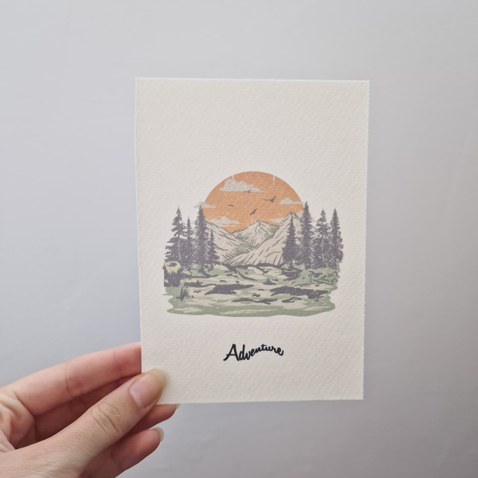 Kartica Adventure sa motivom prirode i zalaskom