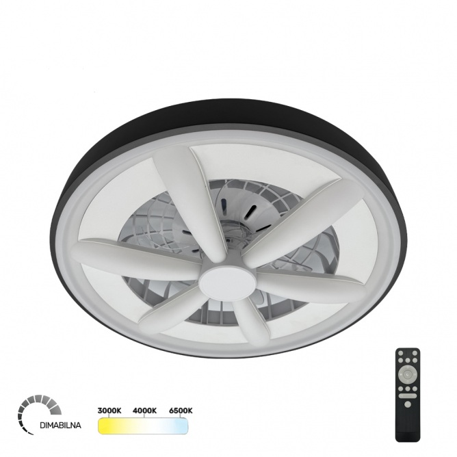 LED PLAFONJERA YL-FAN-G001 48W 3000K/4000K/6500K CRNA DIMABILNA