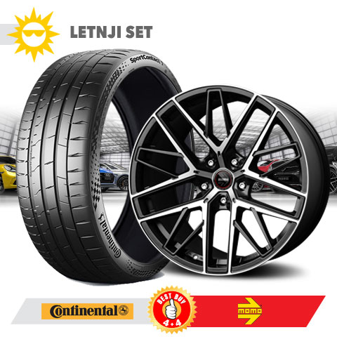 285/35 R21 SET CONTINENTAL + MOMO RFX01 MB POL 5/120 + TPMS