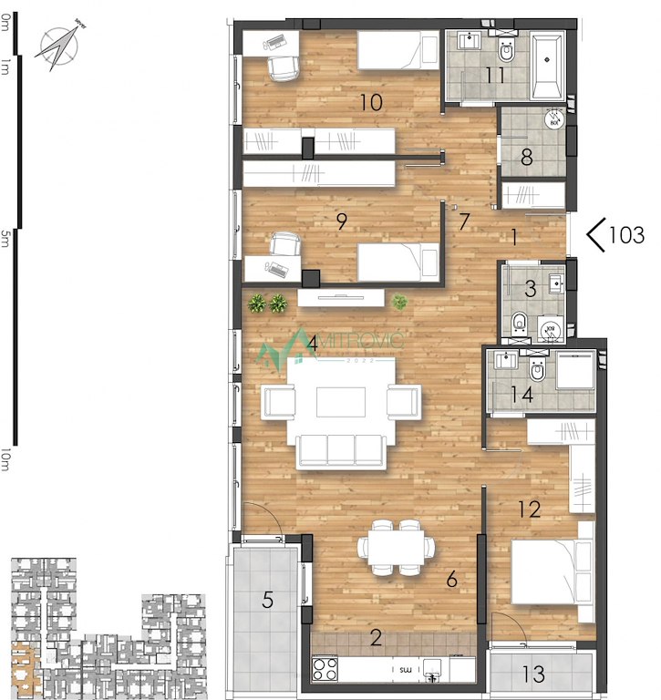 Novi Sad - Moderan stan 110 m² u izgradnji u prestižnom kompleksu