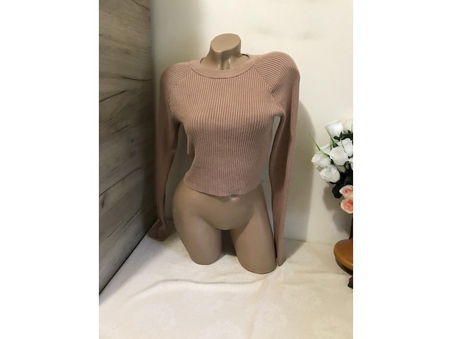 H&;;M braon crop dzemper bluza L