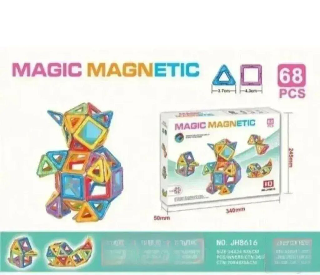 Magnetne kocke za slaganje – 68 delova Kreativan set magnetnih blokova
