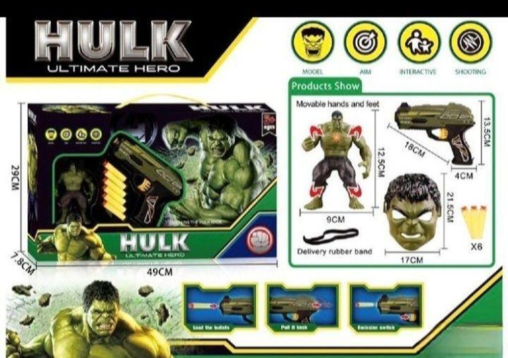    Hulk set sa pistoljem 3u1 Ovaj set 3u1 dolazi sa Hulk superheroja