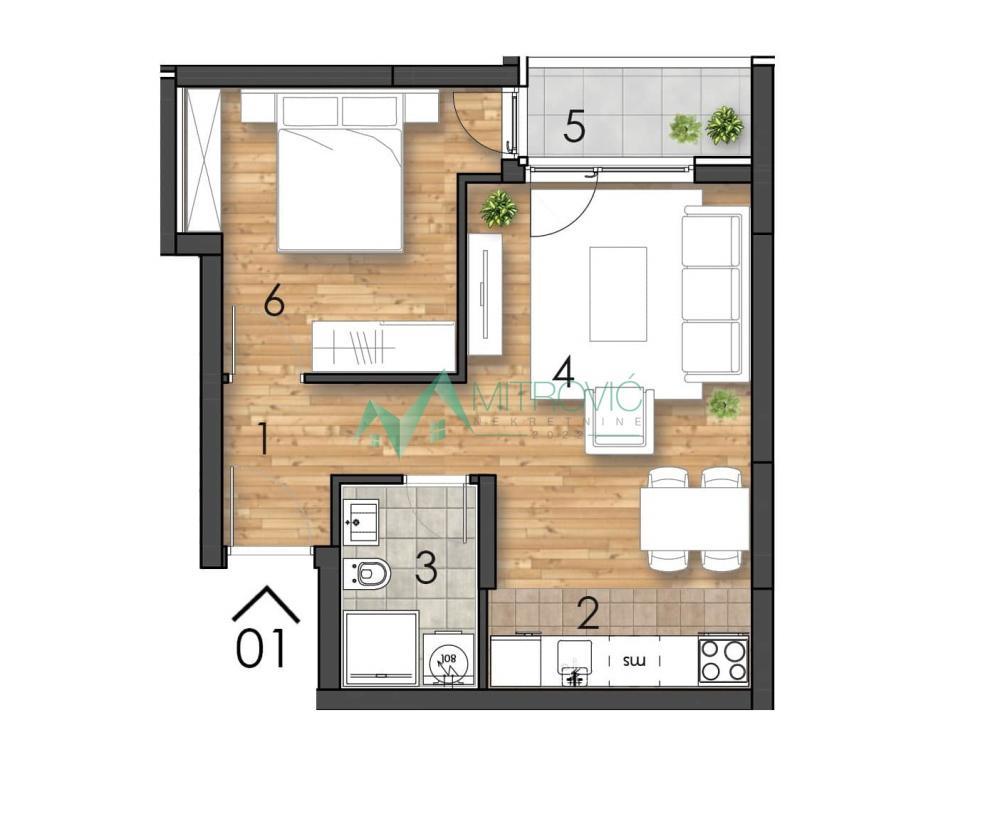 Jednoiposoban stan na prodaju, 41m2, 114.890€