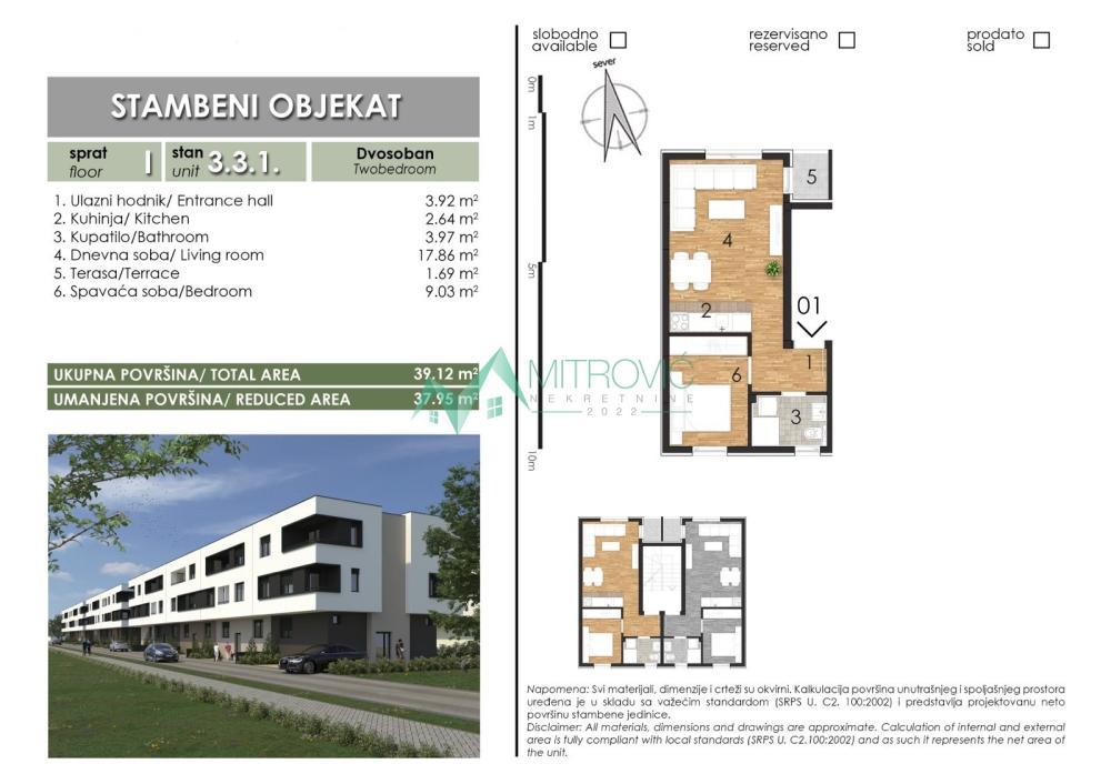 Dvosoban stan na prodaju, 38m2, 74.550€