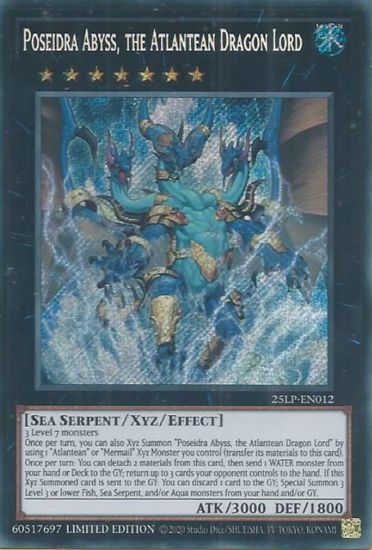 Poseidra Abyss, the Atlantean Dragon Lord - 25LP-EN012-SCR - (V.1 - Secret Rare) 1st Edition