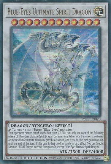 Blue-Eyes Ultimate Spirit Dragon - 25LP-EN020-UR - (V.2 - Ultra Rare) 1st Edition