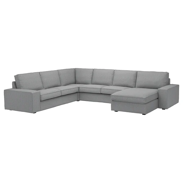 Ugaona sofa s lenjivcem, 5-sed, Tibbleby bež/siva