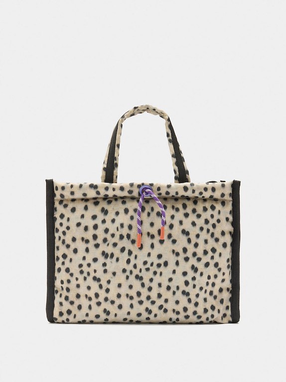 NYLON SHOPPER BAG PRINTED WITH ANIMAL PRINT
