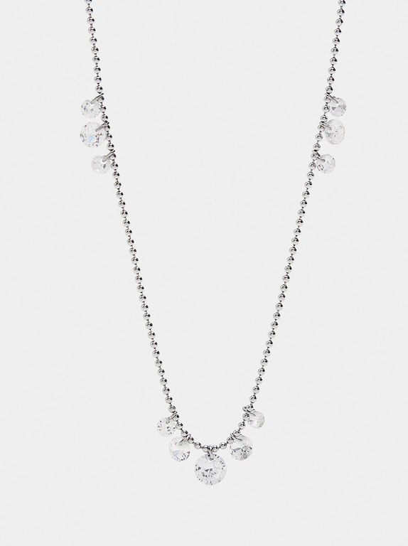 NECKLACE WITH CRYSTALS - STAINLESS STEEL