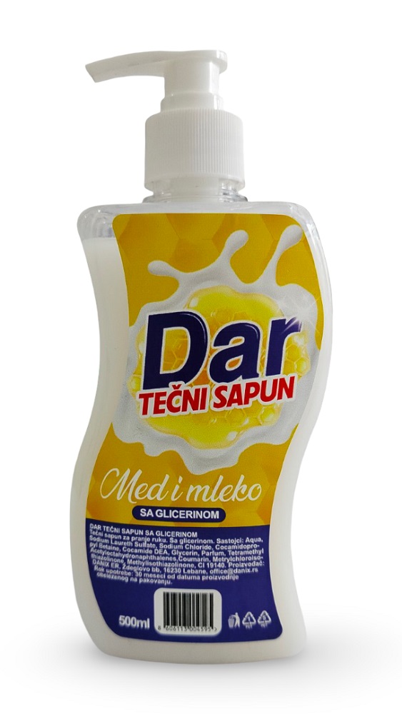 DAR TECNI SAPUN 0,5L MED I MLEKO SA PUMPICOM