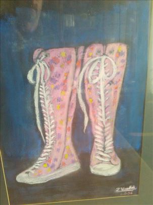Slika patike - suvi pastel, uramljena, potpisana