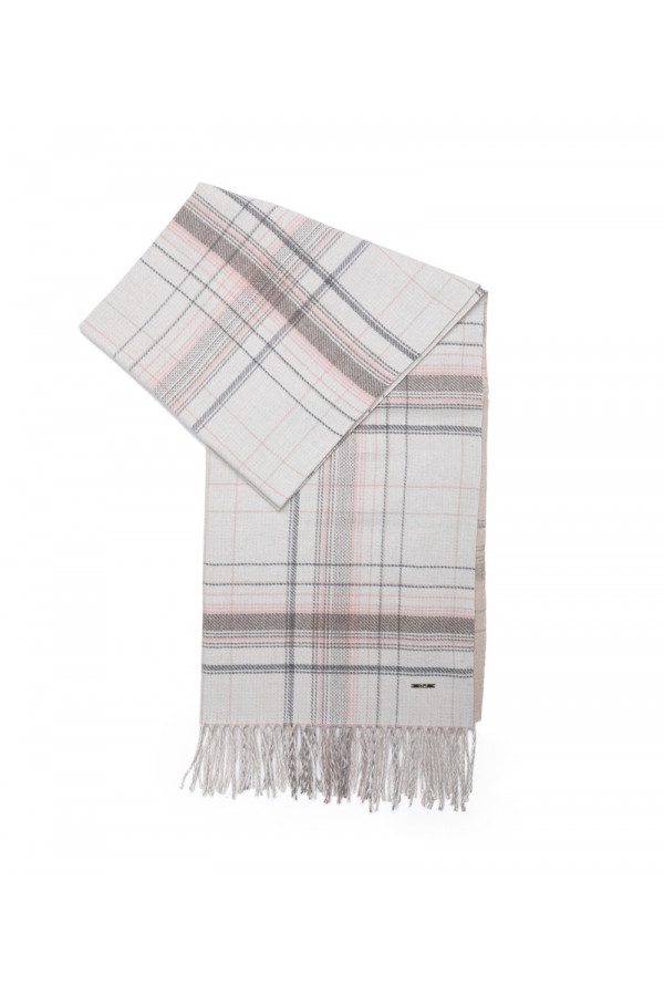 SCARF WITH CHECK DETAILS (65X180)