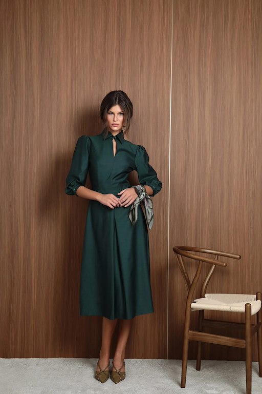 Melani Green zelena midi haljina 100% vuna