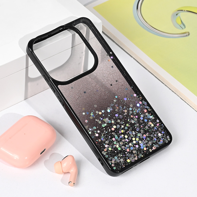 Futrola Frame Glitter za Xiaomi Redmi Note 14 5G crna